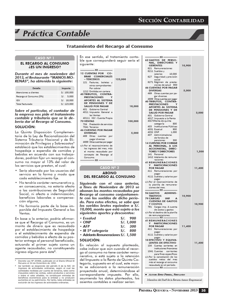 Tratamiento Del Recargo Al Consumo | PDF | Salario | Impuestos