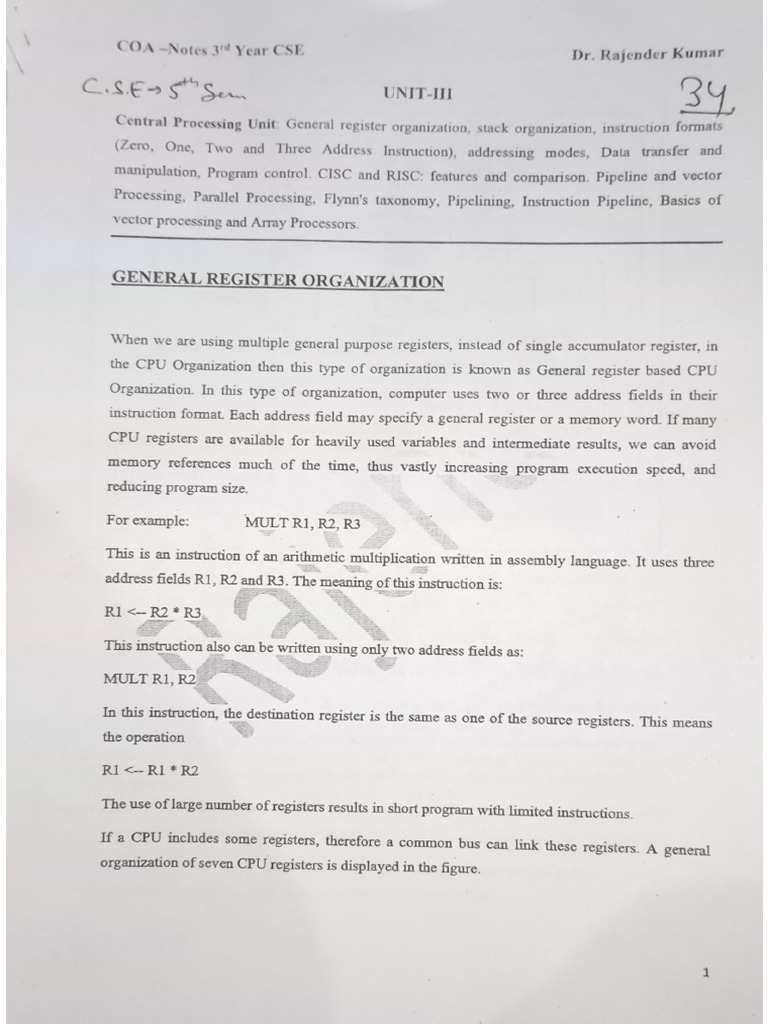 Coa Unit 3 Notes | PDF Coa Unit 3 Notes | PDF