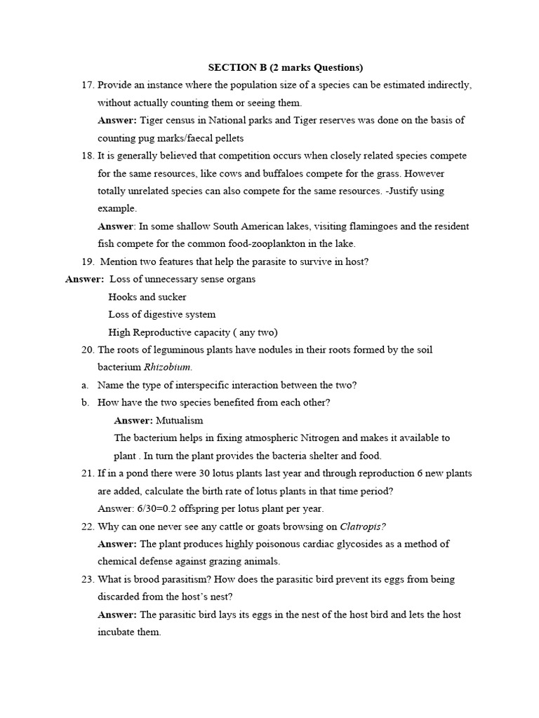Section B | PDF | Predation | Parasitism