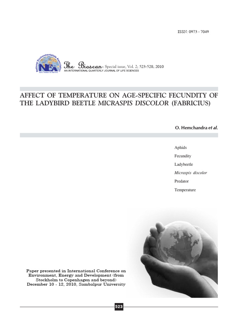 Affect of Temperature On Age-Specific Fecundity | PDF | Coccinellidae ...