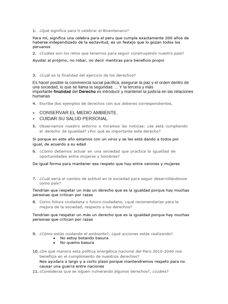 Qué Significa para Ti Celebrar El Bicentenario | PDF