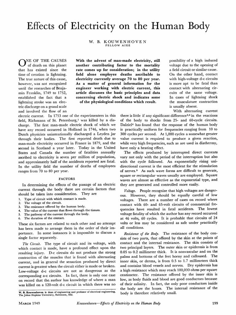 Effects of Electricity on Human Health | PDF | Heart | Electrical ...