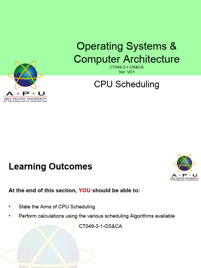 12 - Operating Sytems CPU Scheduling | PDF | Scheduling (Computing) | Computer Architecture