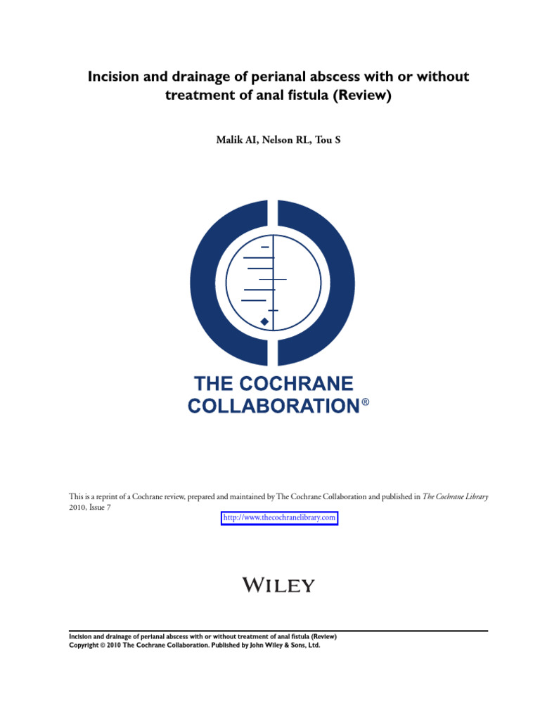 Abscesos Drenaje y Fistula Cochrane | PDF | Surgery | Randomized Controlled Trial