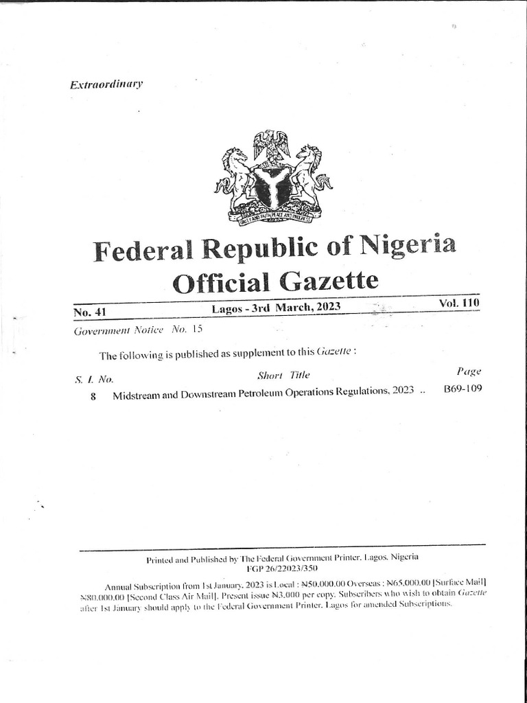 Midstream and Downstream Petroleum Operations Regulations 2023 | PDF