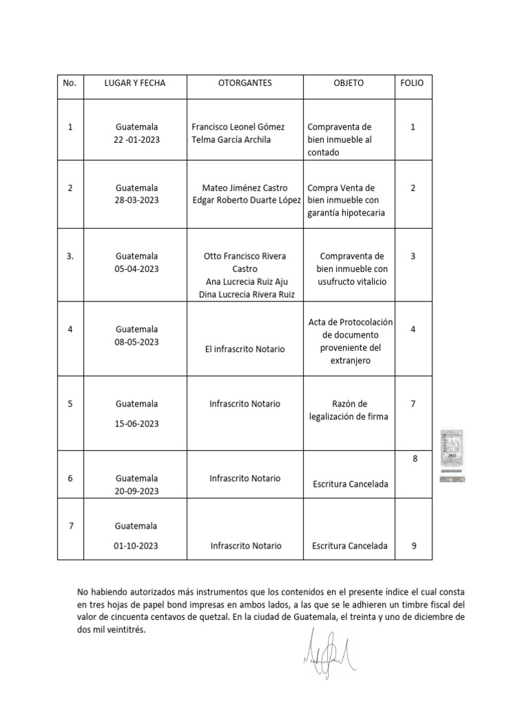 ejemplo de indice de protocolo | PDF