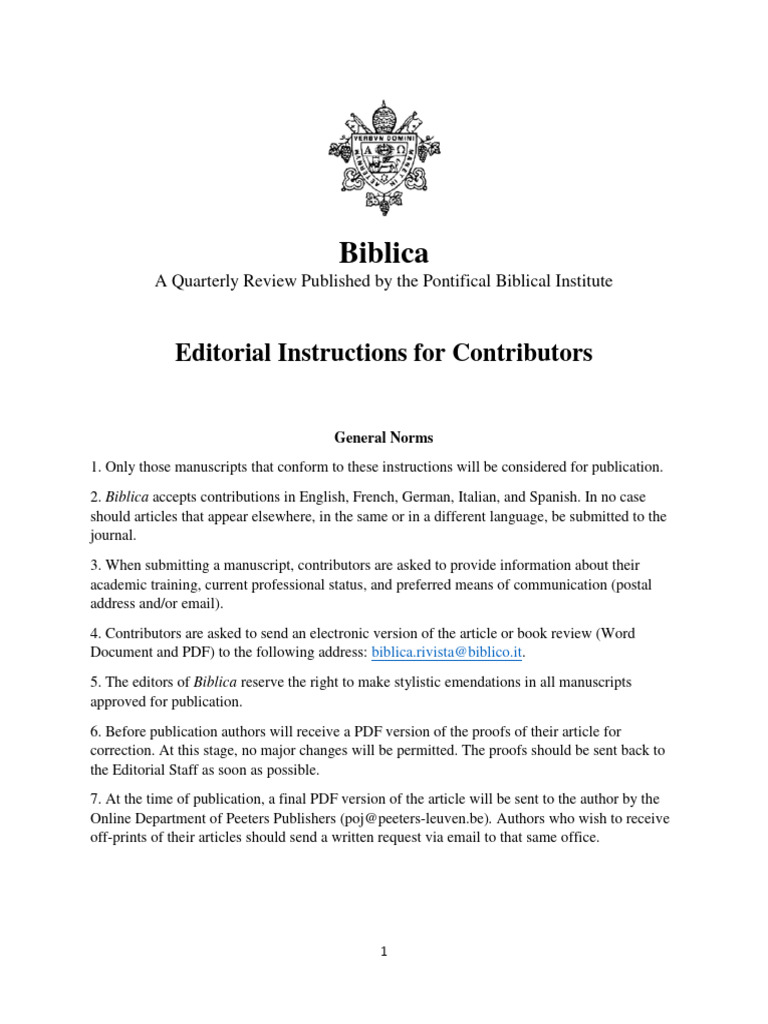 Instructions Biblica | PDF | Citation | Bracket