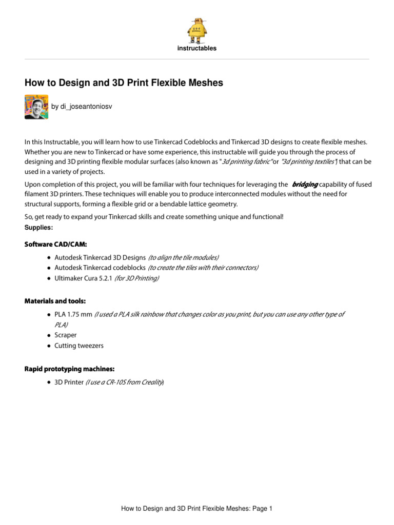 3D Print Flexible Meshes Guide | PDF | 3 D Printing | Wearable Technology