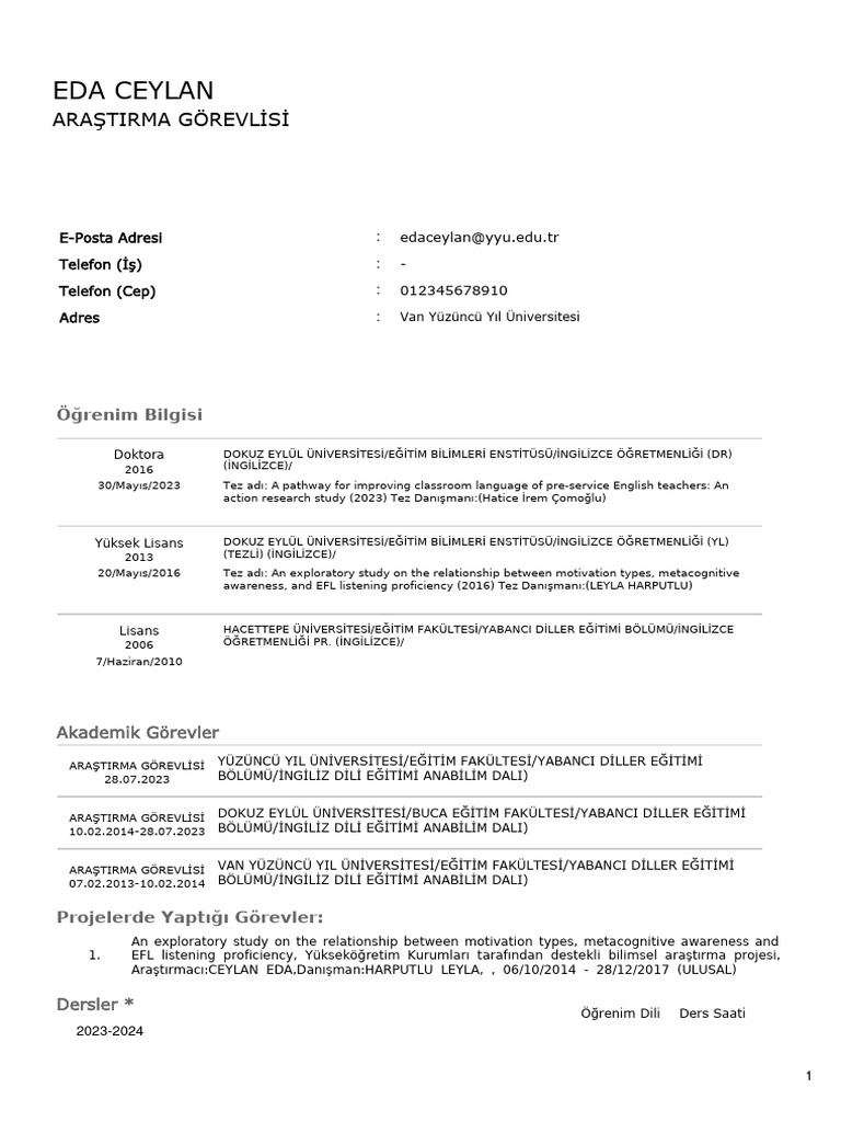 Eda Ceylan: Araştirma Görevlisi | PDF