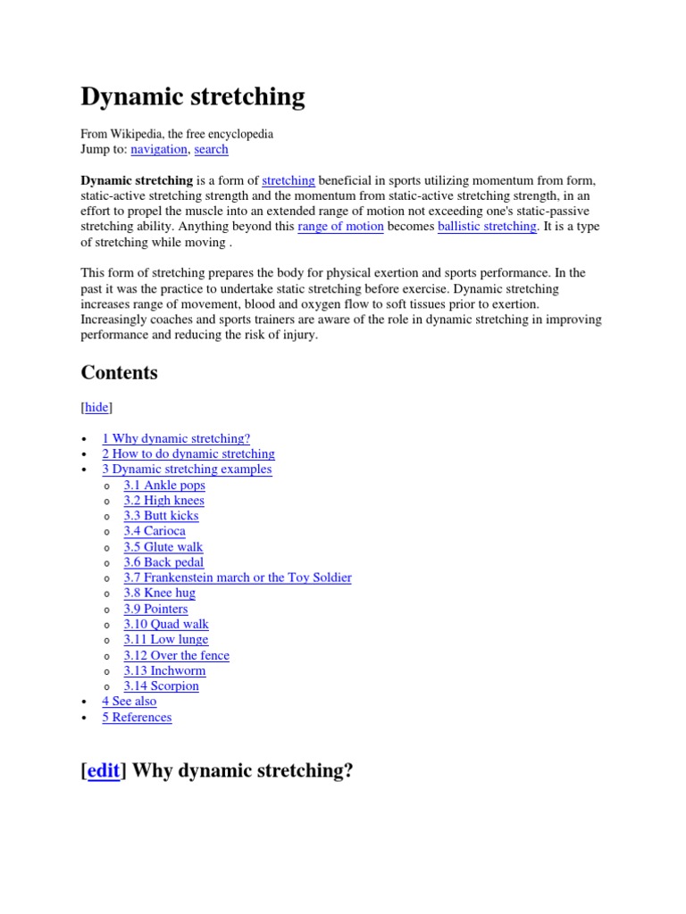 Dynamic Stretching | PDF | Musculoskeletal System | Recreation