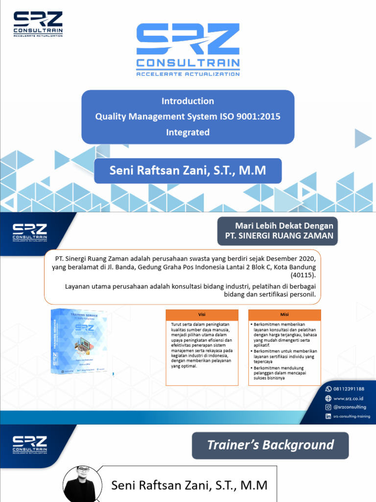 Pengenalan Quality Management System - SRZ Consulting & Training Rev. 0 ...