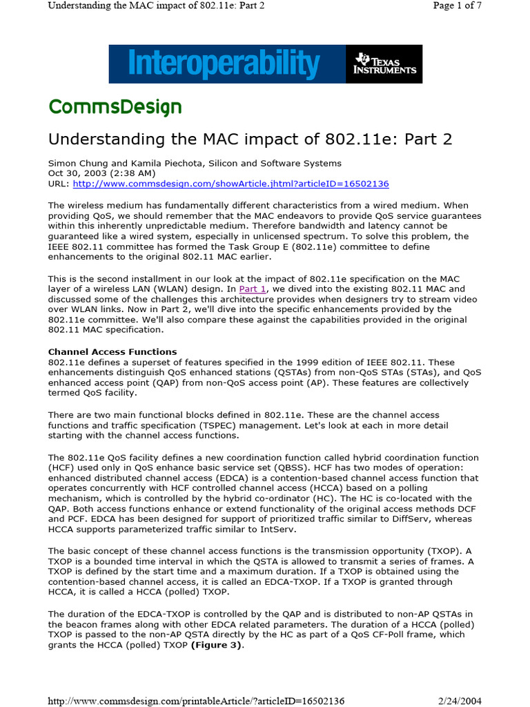 Tspec Pdf Ieee 802 11 Quality Of Service