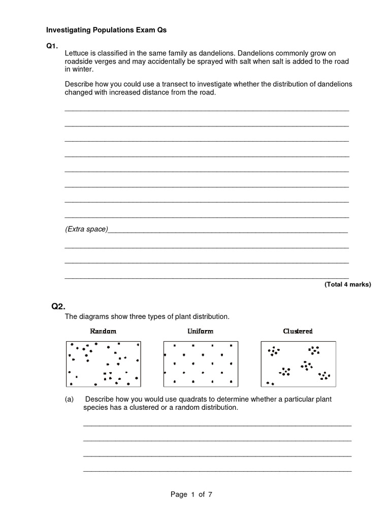 Using Transects to Study Dandelion Distribution | PDF | Sampling ...