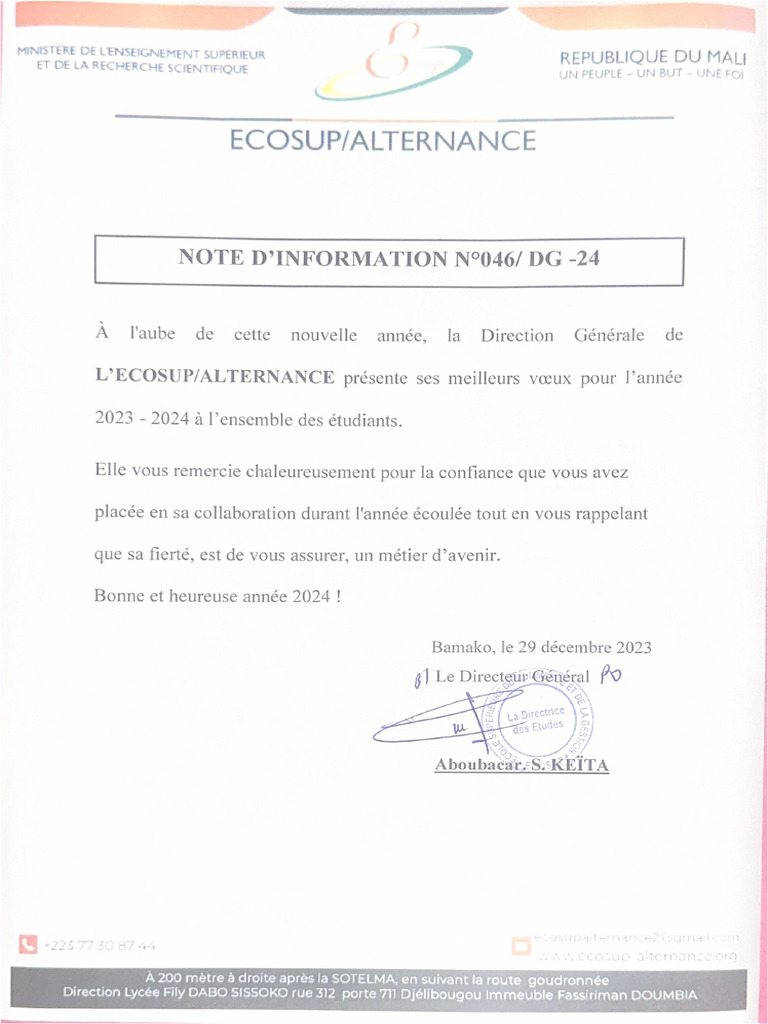 Note D'information N - 046DG-24 | PDF