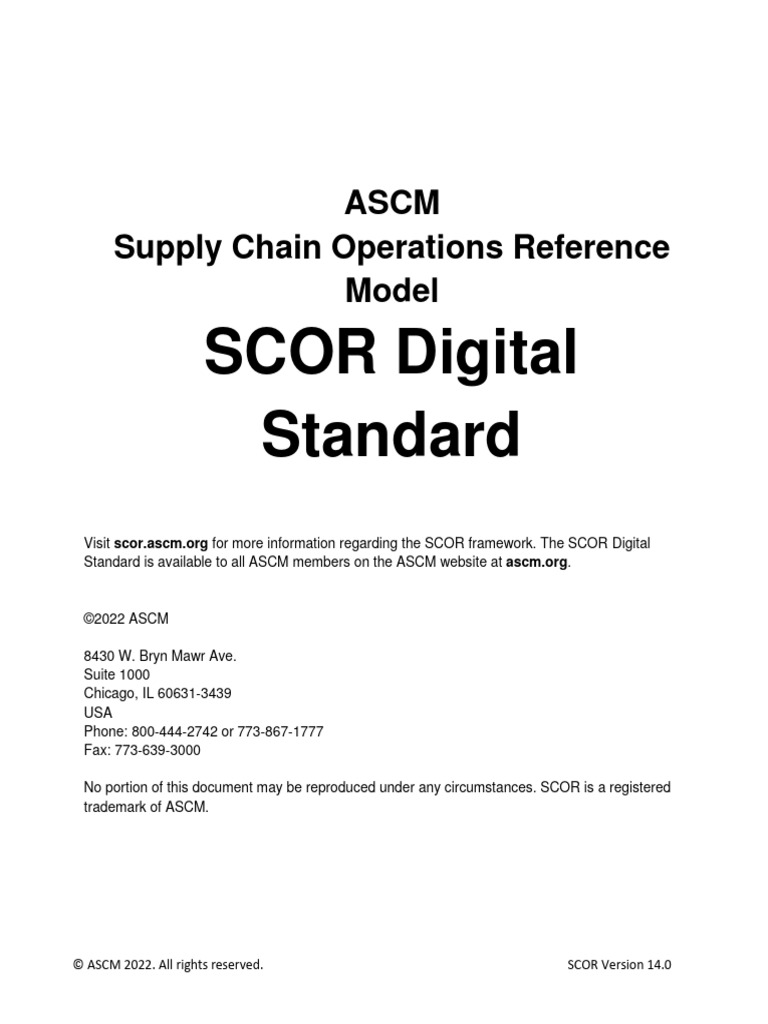 Scor v14 0 Framework Introduction | PDF | Supply Chain | Performance Indicator