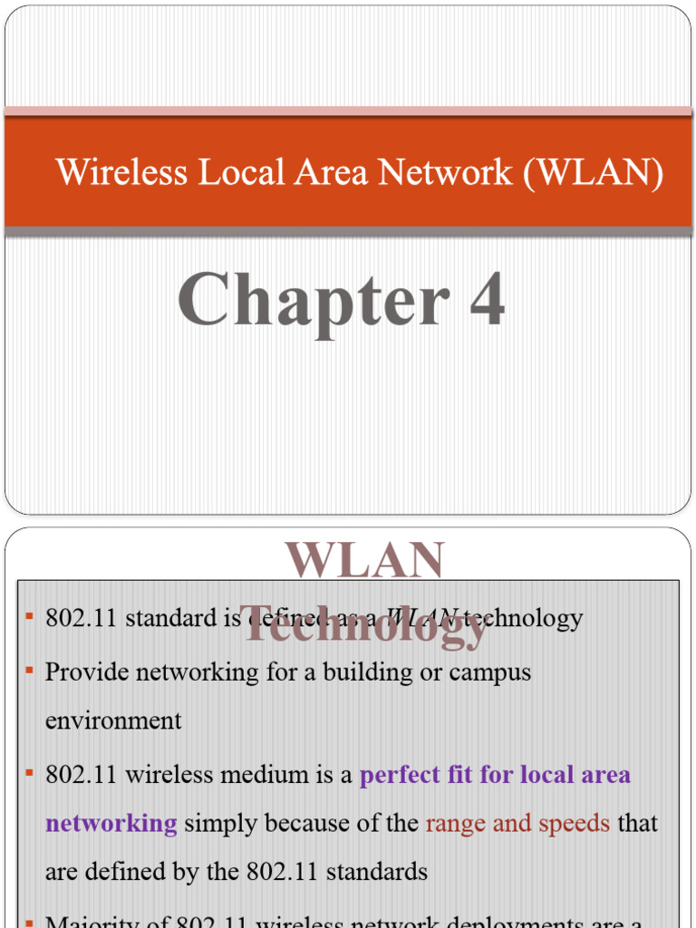 Chapter 4 WLAN | PDF | Wireless Lan | Ieee 802.11