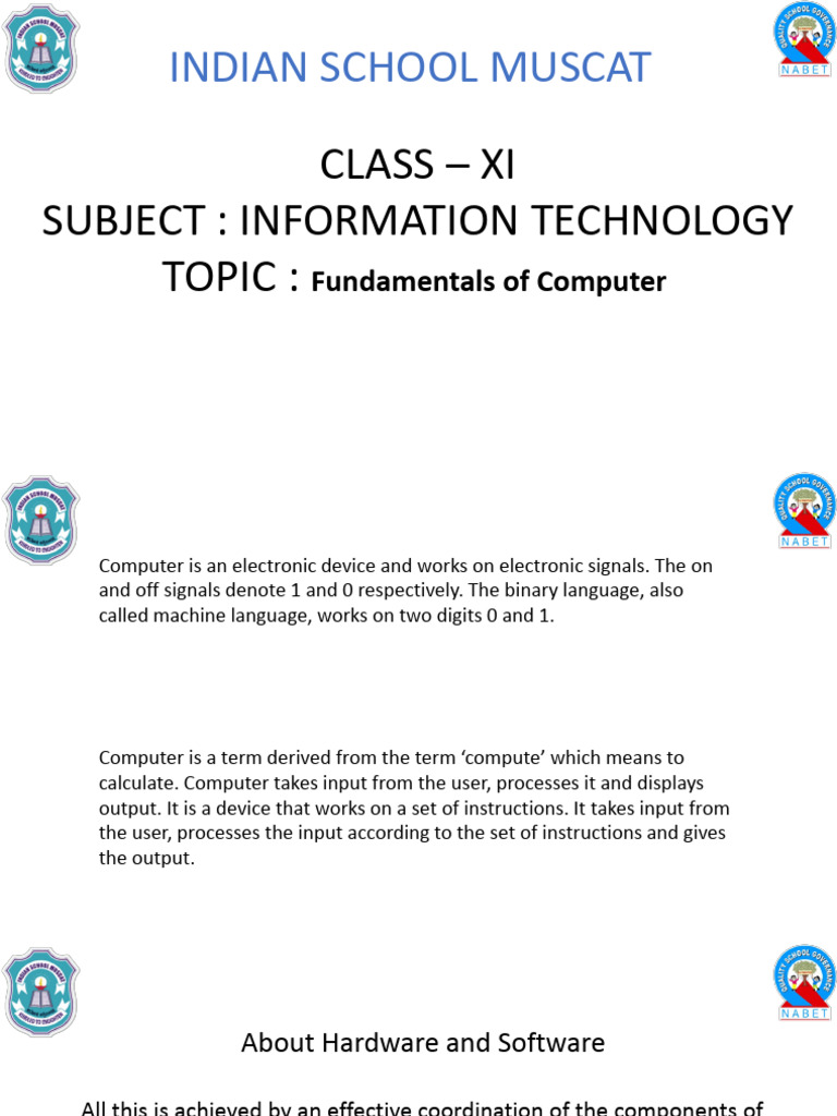 Class_XI_IT_About Computer Fundamentals | PDF