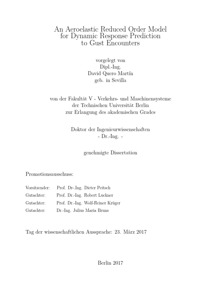 An Aeroelastic Reduced Order Model For Dynamic Response To Gust Encounters | PDF | Fluid ...