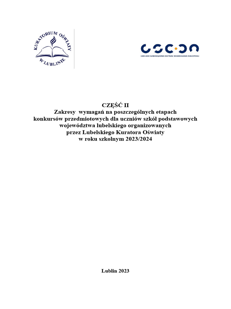 Czes II Zakresy Wymagan 2023 2024 | PDF