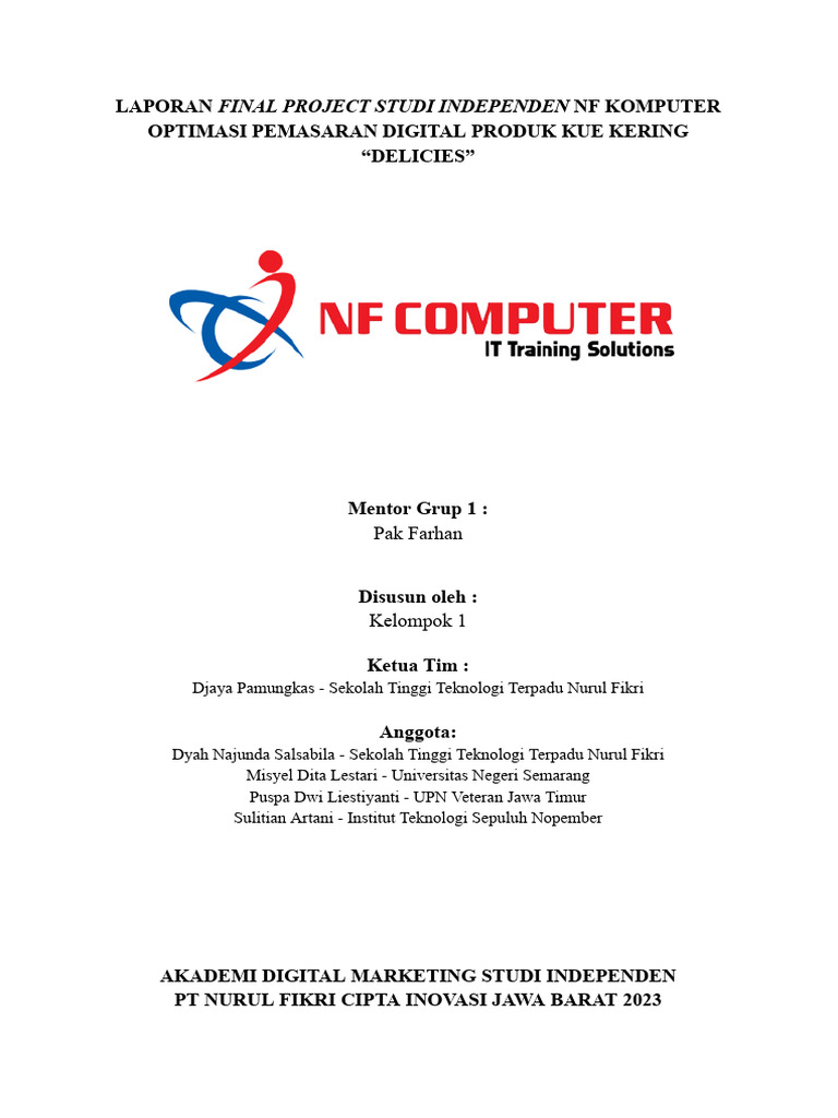 Laporan Final Projek - Kelompok 1 - Delicies | PDF