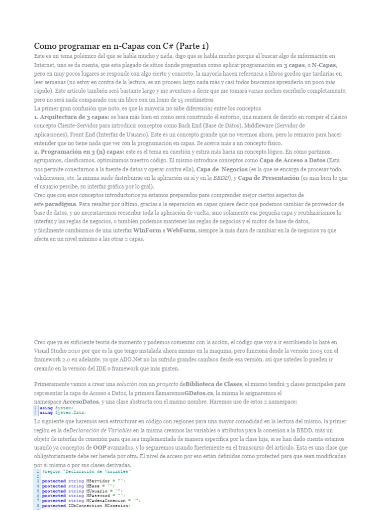 Como Programar en N-Capas | PDF