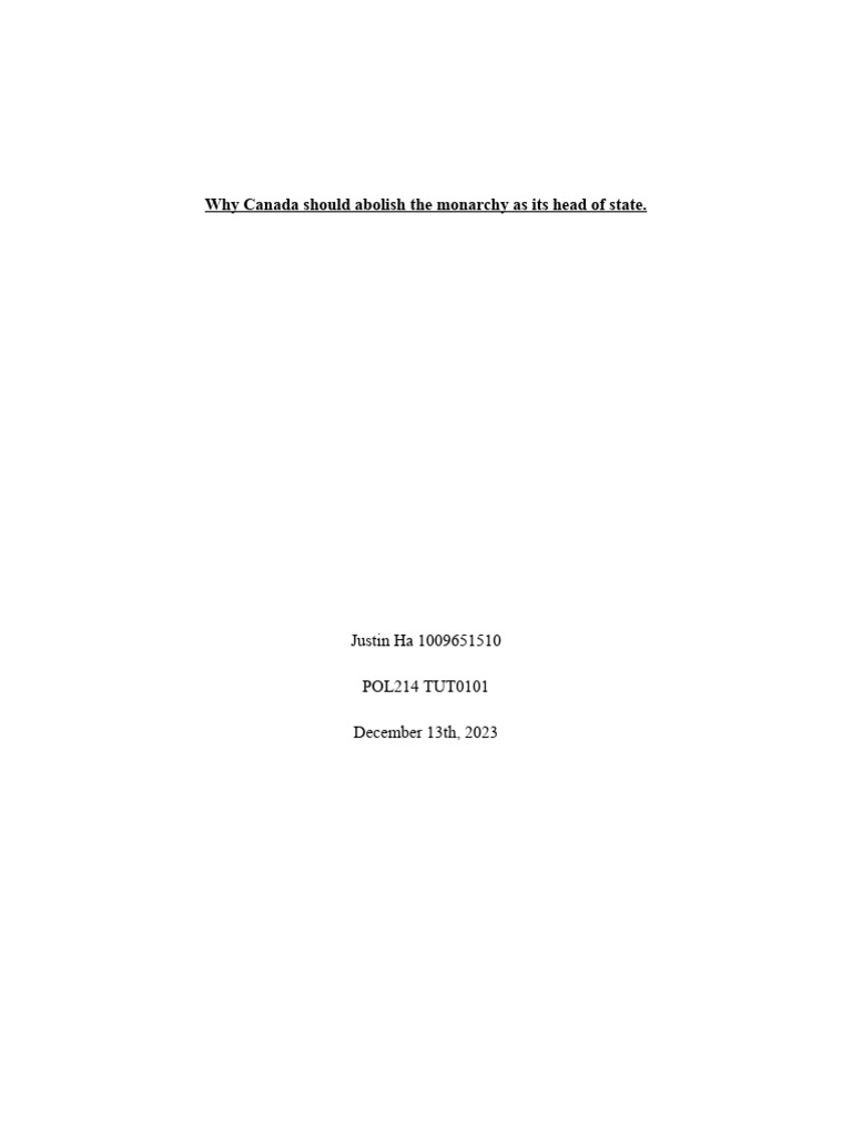 Why Canada Should Abolish The Monarchy As Its Head of State. | PDF