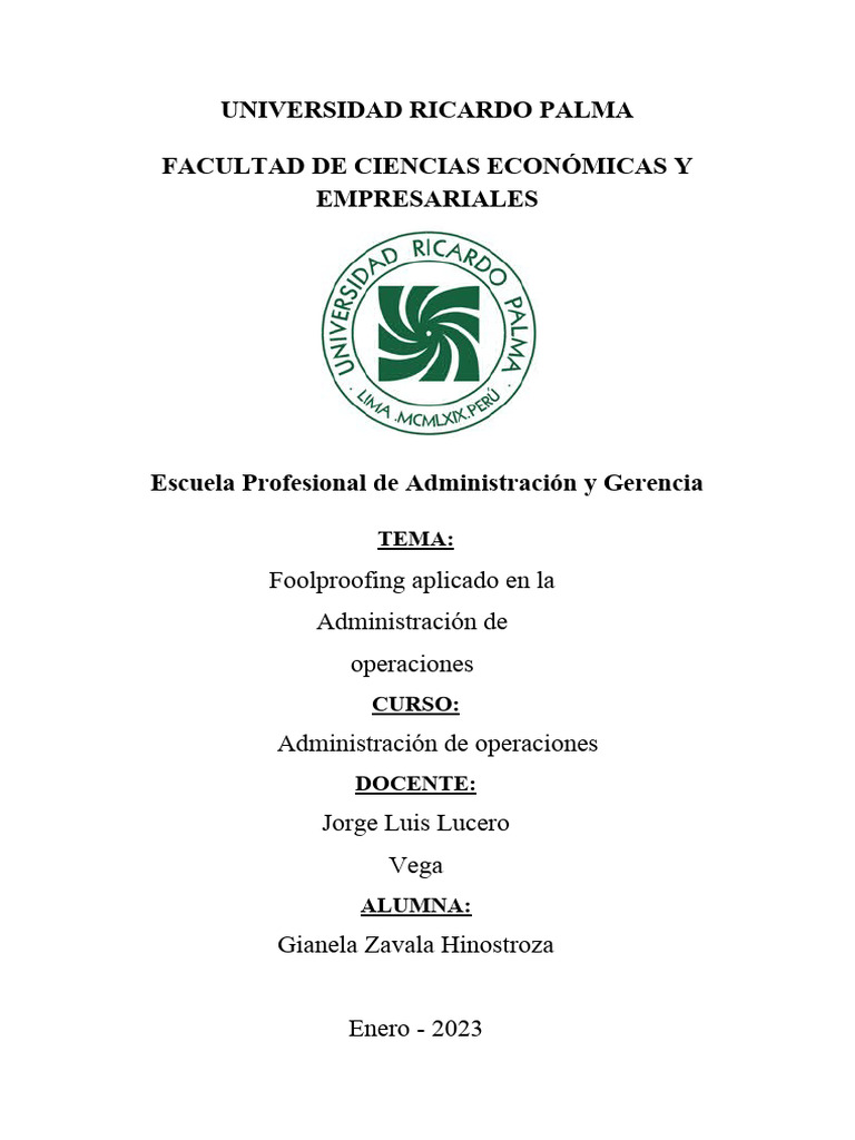 Foolproofing en Administración de Operaciones | PDF | Calidad ...