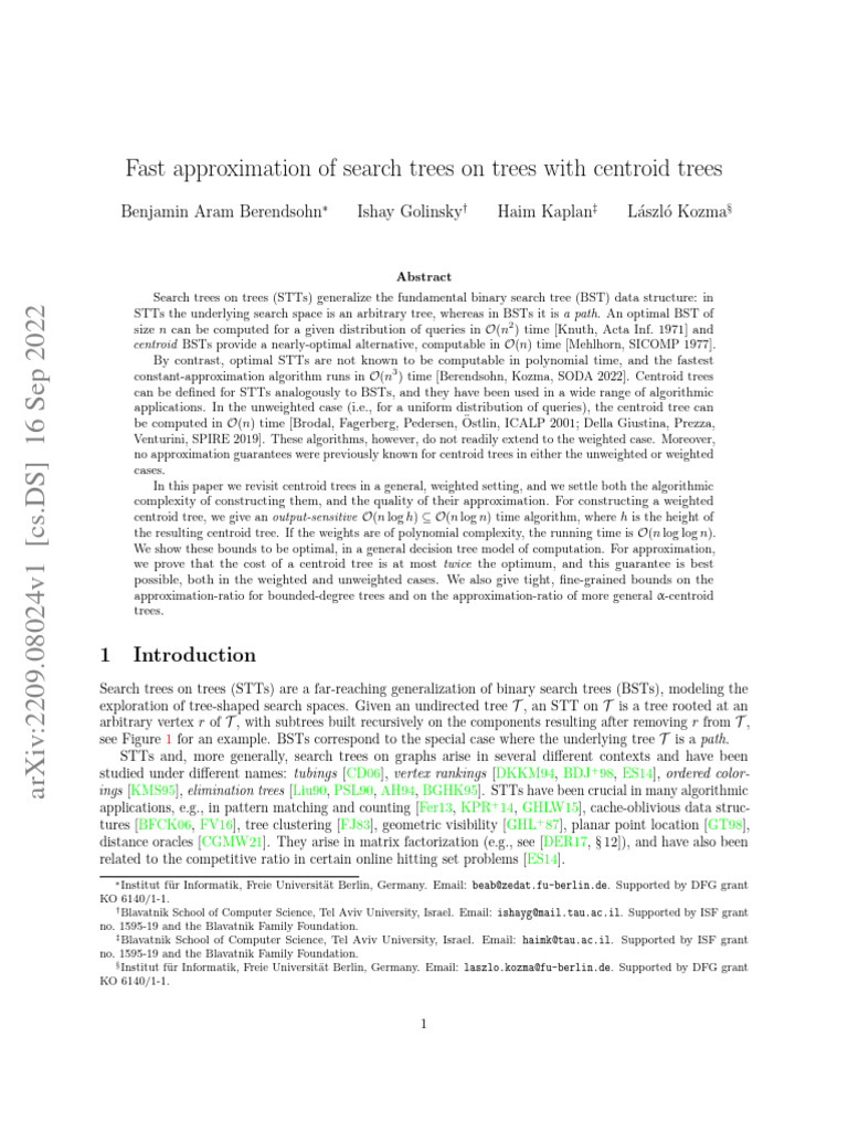 Fast Approximation of Search Trees On Trees With Centroid Trees | PDF | Computational Complexity ...