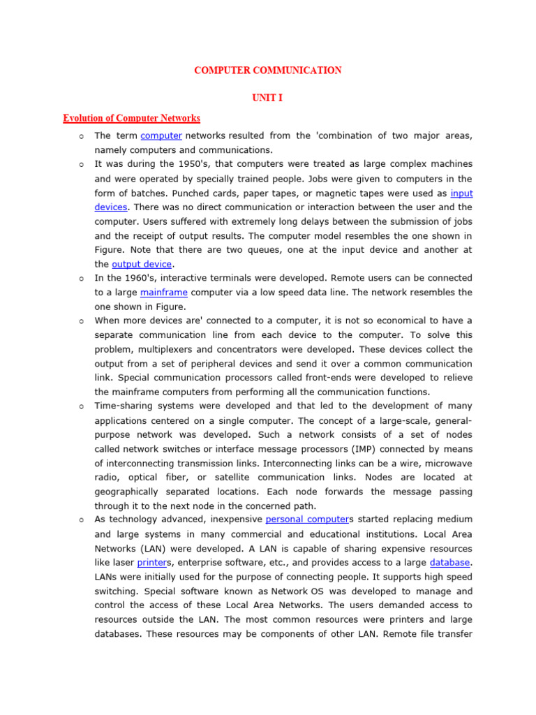 Unit 1 Notes Computer Communication Pdf Osi Model Computer Network