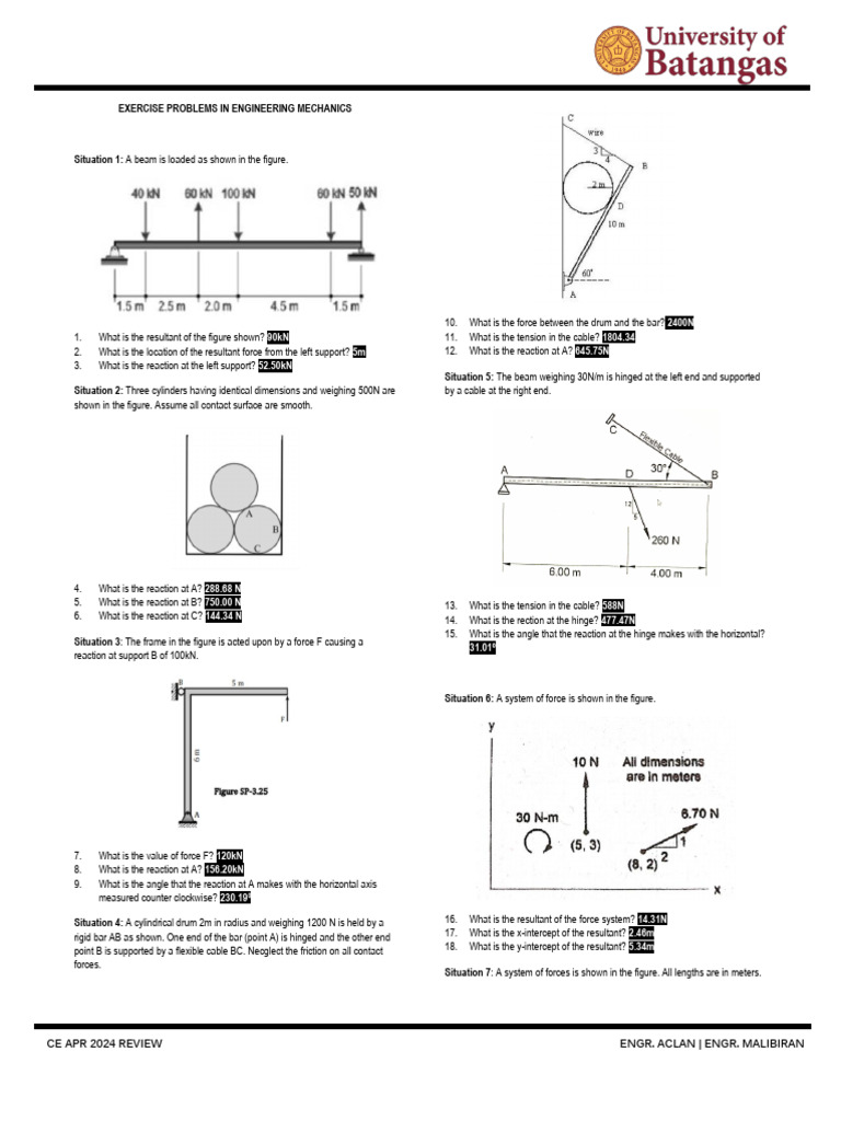 Engg-Mechanics-Exercise-Problems-Apr-2024-1 | PDF | Friction | Acceleration