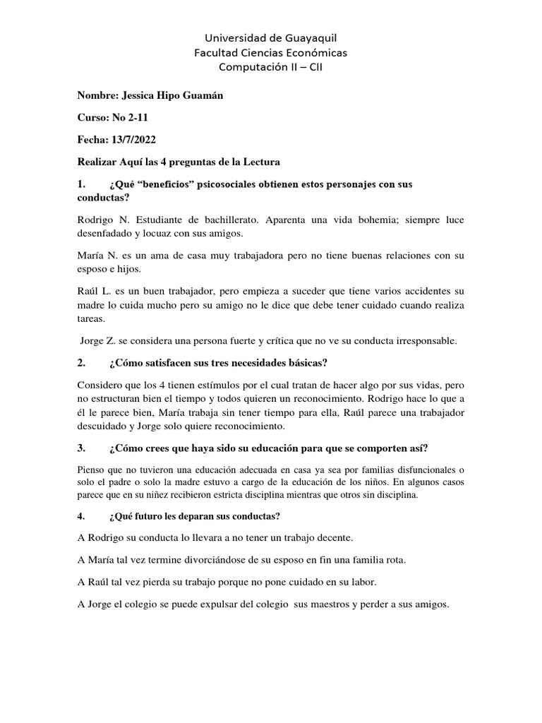 Formato para Las Preguntas de La Lectura | PDF