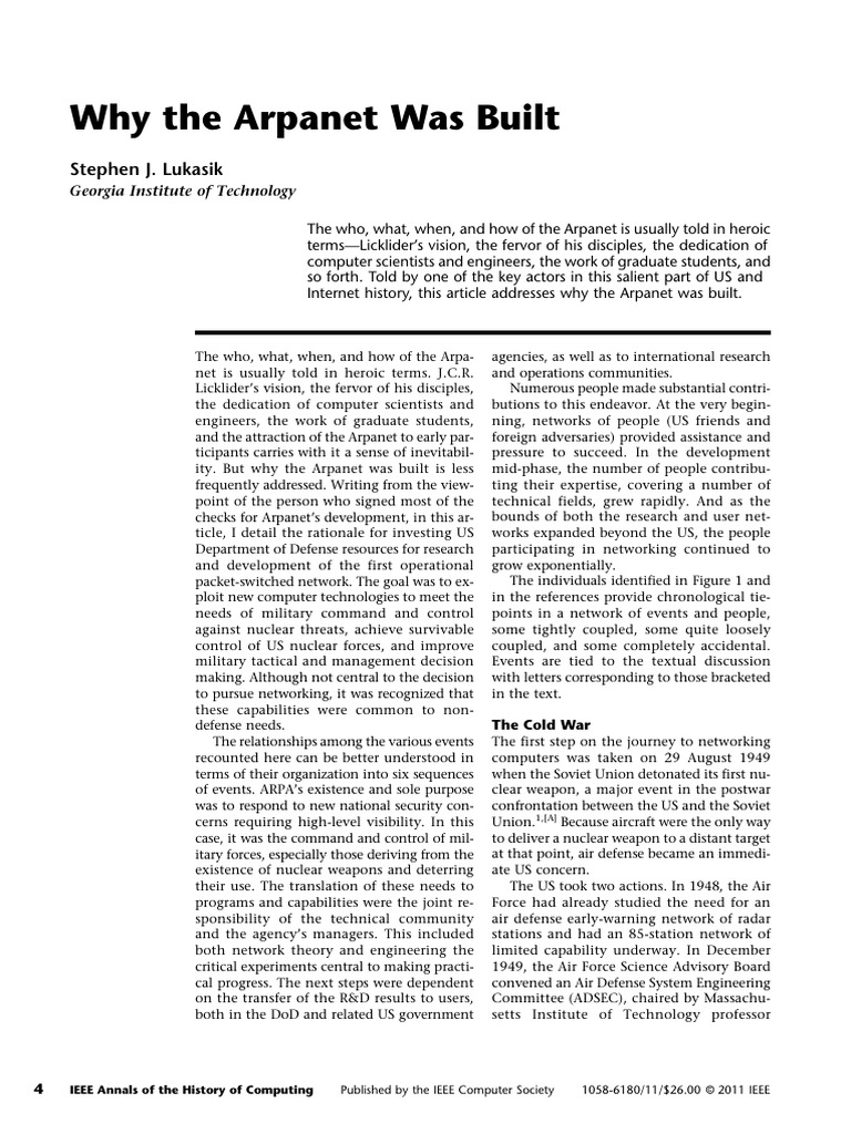Why The Arpanet Was Built | PDF | Darpa | Packet Switching