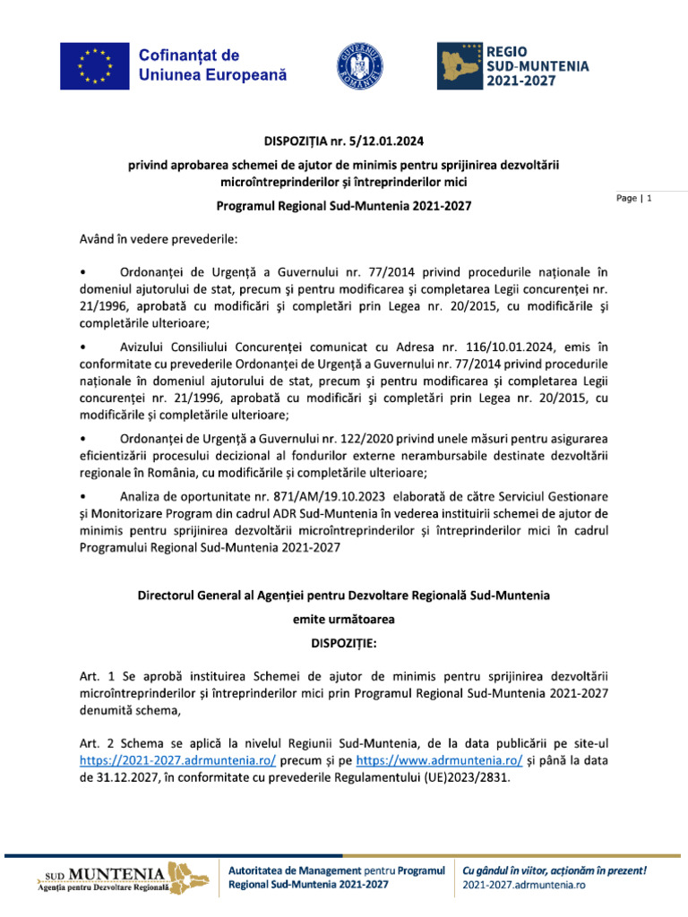 Schema de Minimis RSO 1 3 Microintreprinderi Si Intreprinderi Mici 12 ...