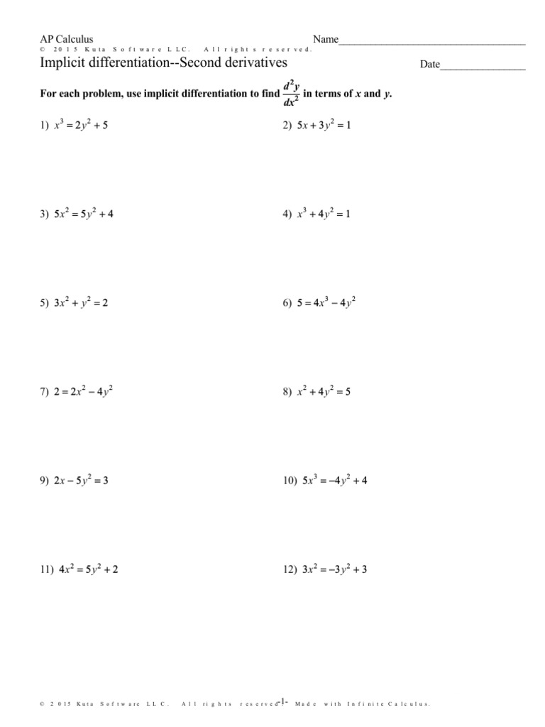 Implicit Differentiation - Second Derivatives | PDF | Mathematical ...