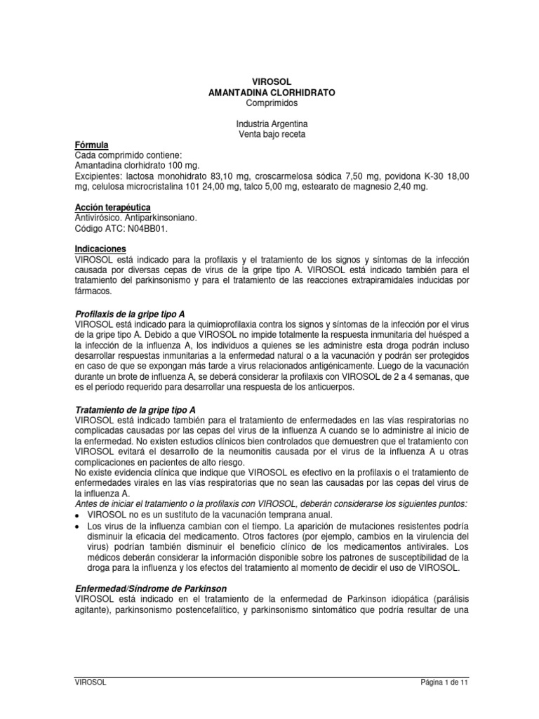 Virosol Prospecto | PDF | Influenza | Virus de la Influenza A Subtipo H1 N1
