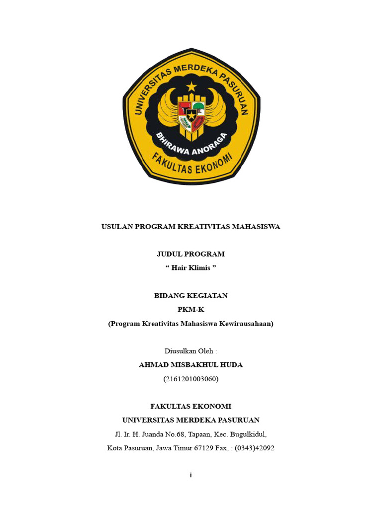 Usulan Program Kreativitas Mahasiswa | PDF