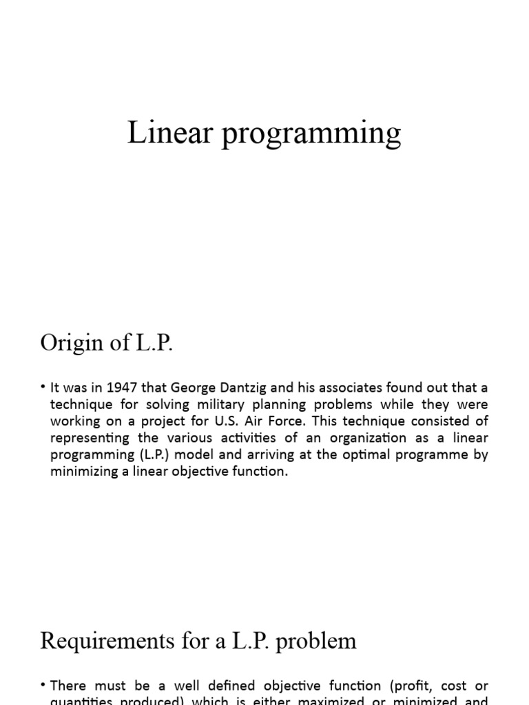 Unit I Linear Programming 2 And 3 Pdf Linear Programming Scheduling Production Processes
