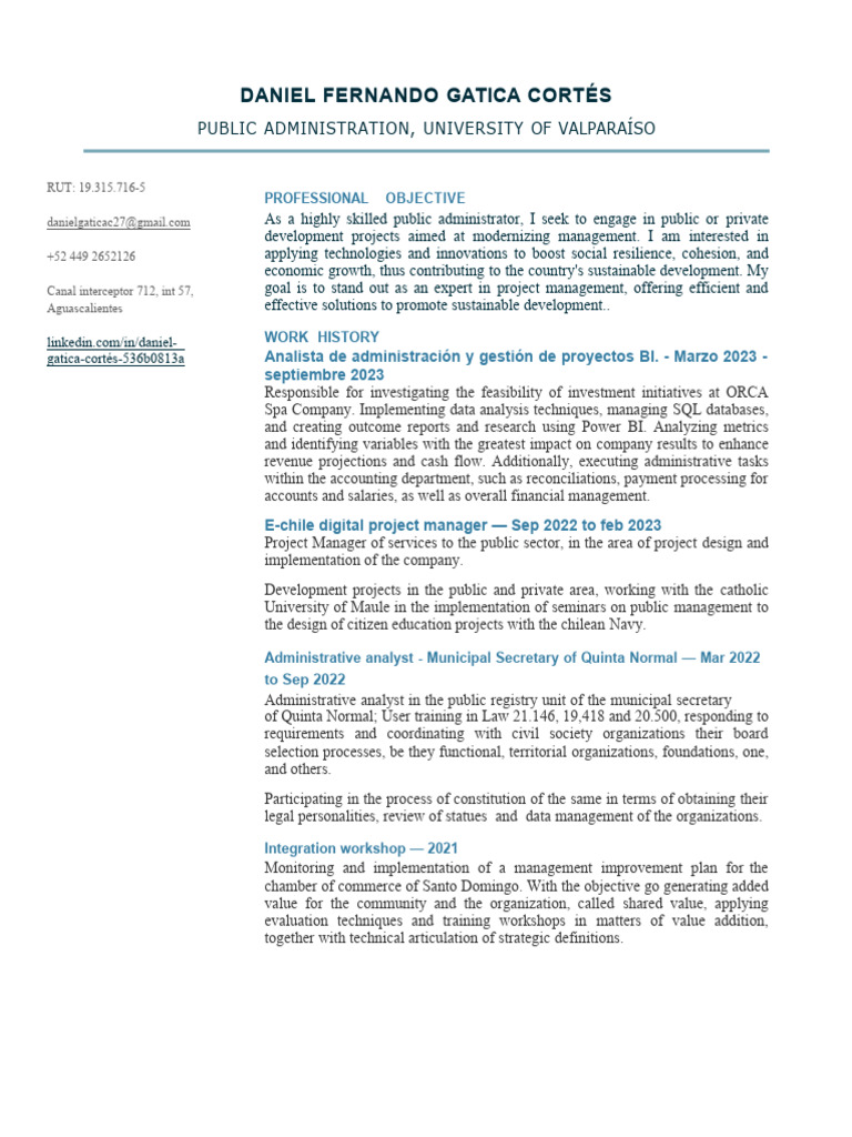 Resume Daniel Gatica MX | PDF | Innovation | Economies