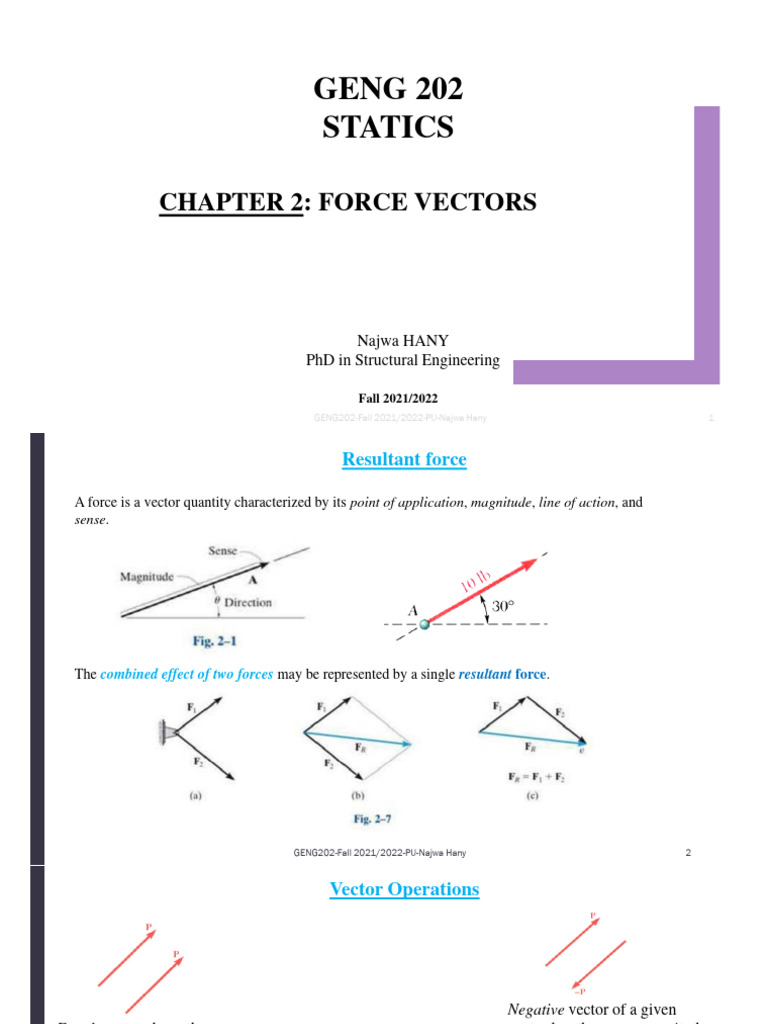 Geng202 Chapter 2 Force Vectors Pdf Euclidean Vector Force