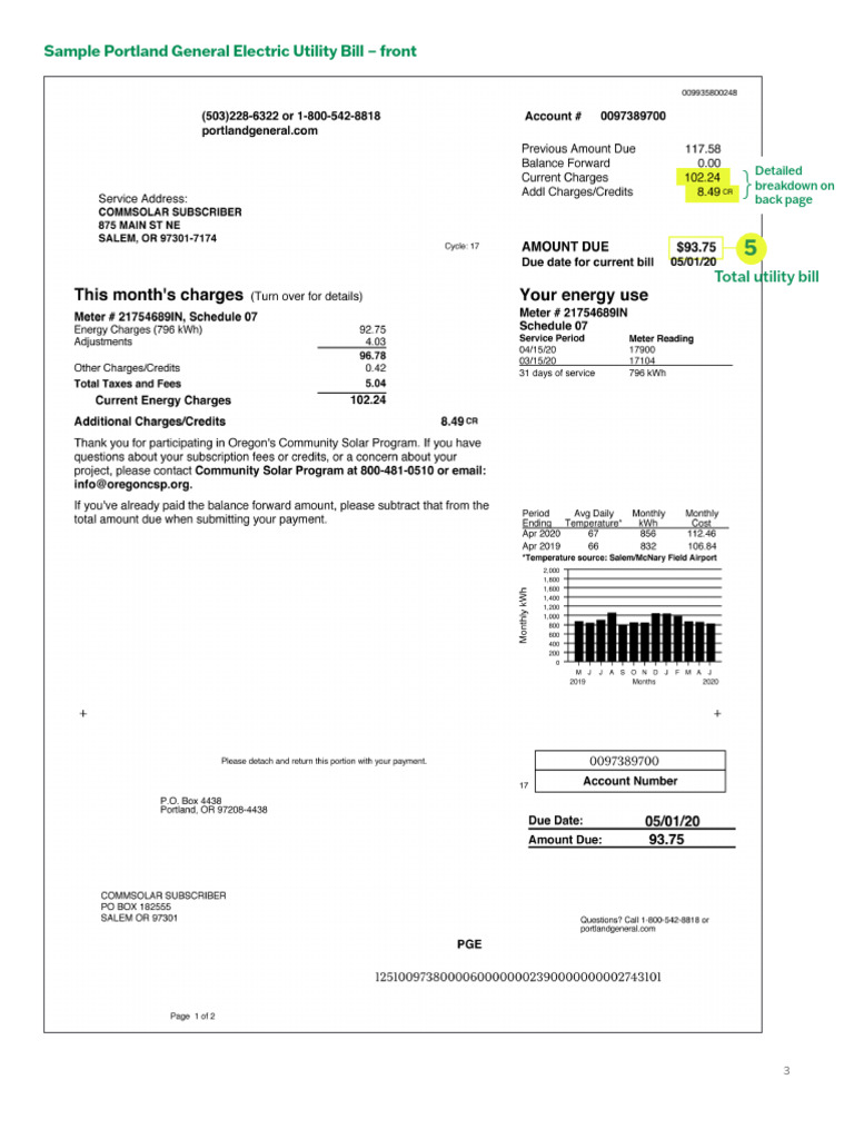 Sample PGE Utility Bill Breakdown | PDF | Finance & Money Management | Law