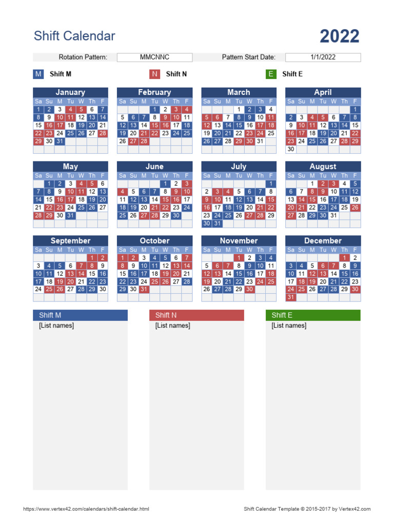 Shift Calendar | PDF