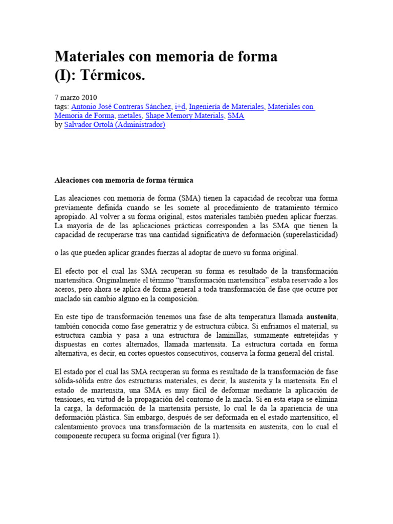 Materiales con memoria de forma | PDF
