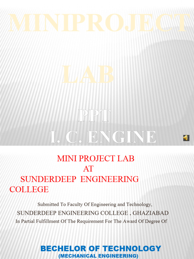 Mini Project Presentation Pdf Internal Combustion Engine Diesel Engine