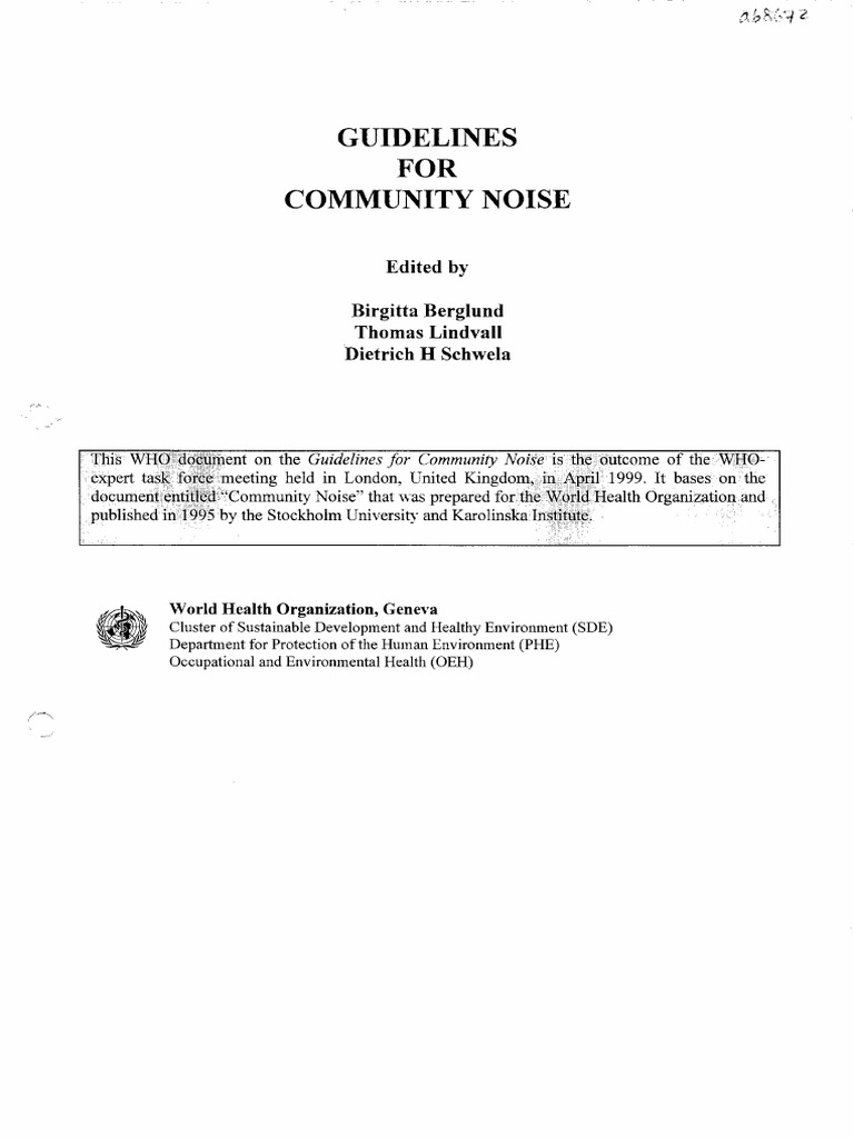 World Health Organization - Guidelines For Community Noise | PDF