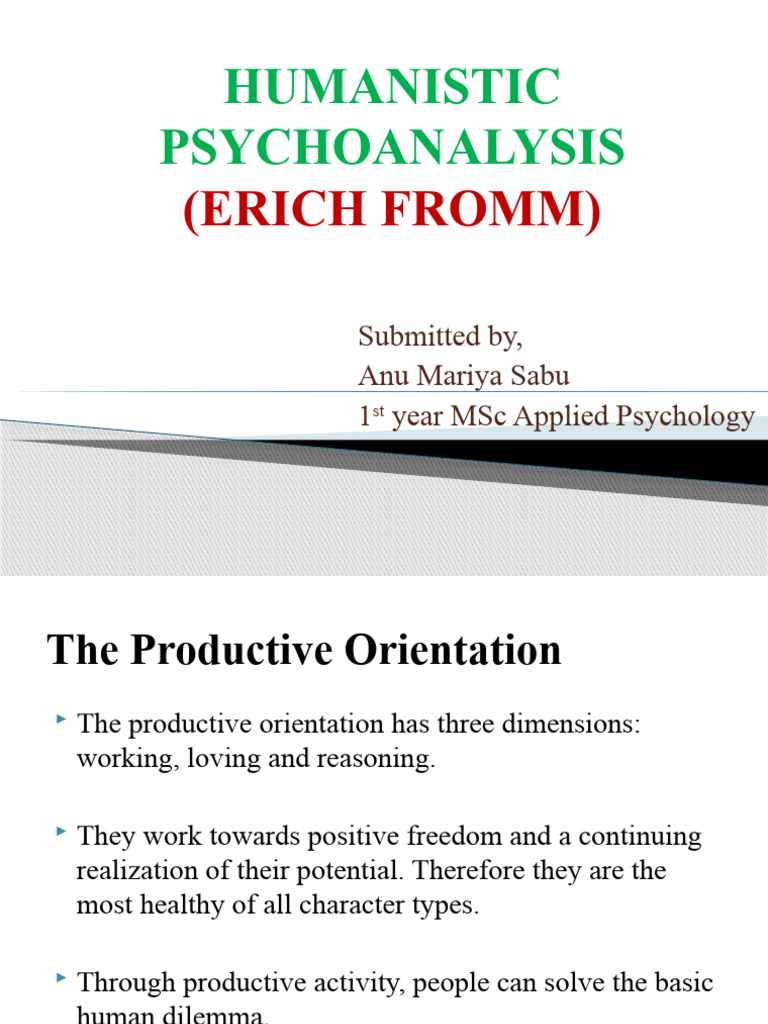 Humanistic Psychoanalysis | PDF | Psychotherapy | Erich Fromm