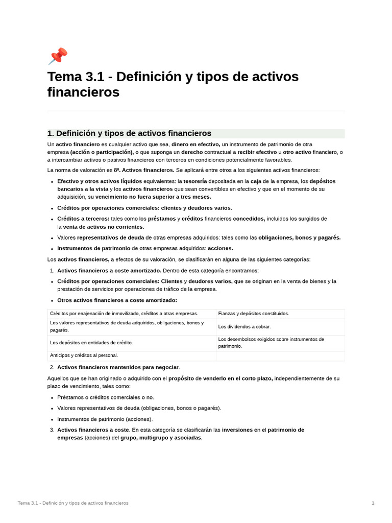 Activos Financieros: Definición y Tipos | PDF | Bancos | Bienes (Ley)
