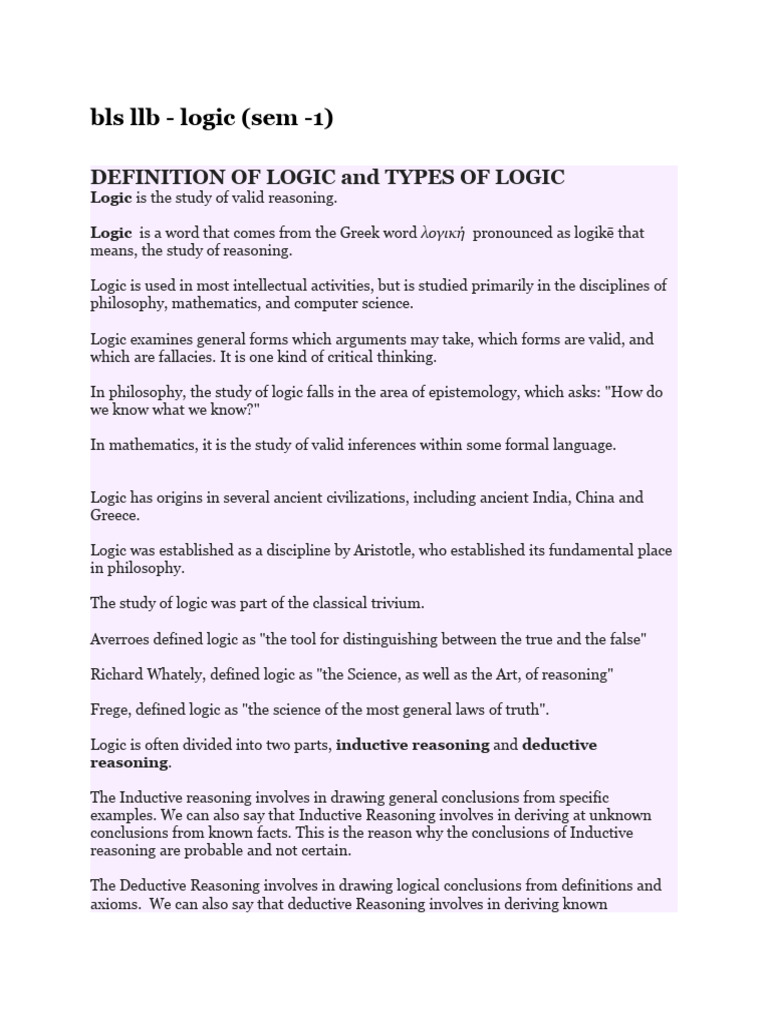 Logic | PDF | Logic | Inductive Reasoning
