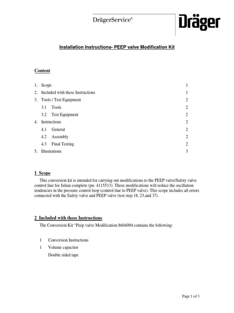 Drager Julian PEEP Valve Installation Instructions | PDF | Valve ...