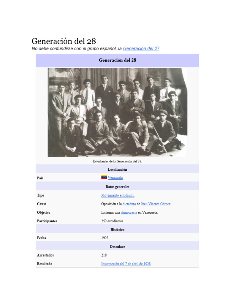 Generación del 28 | PDF | Venezuela