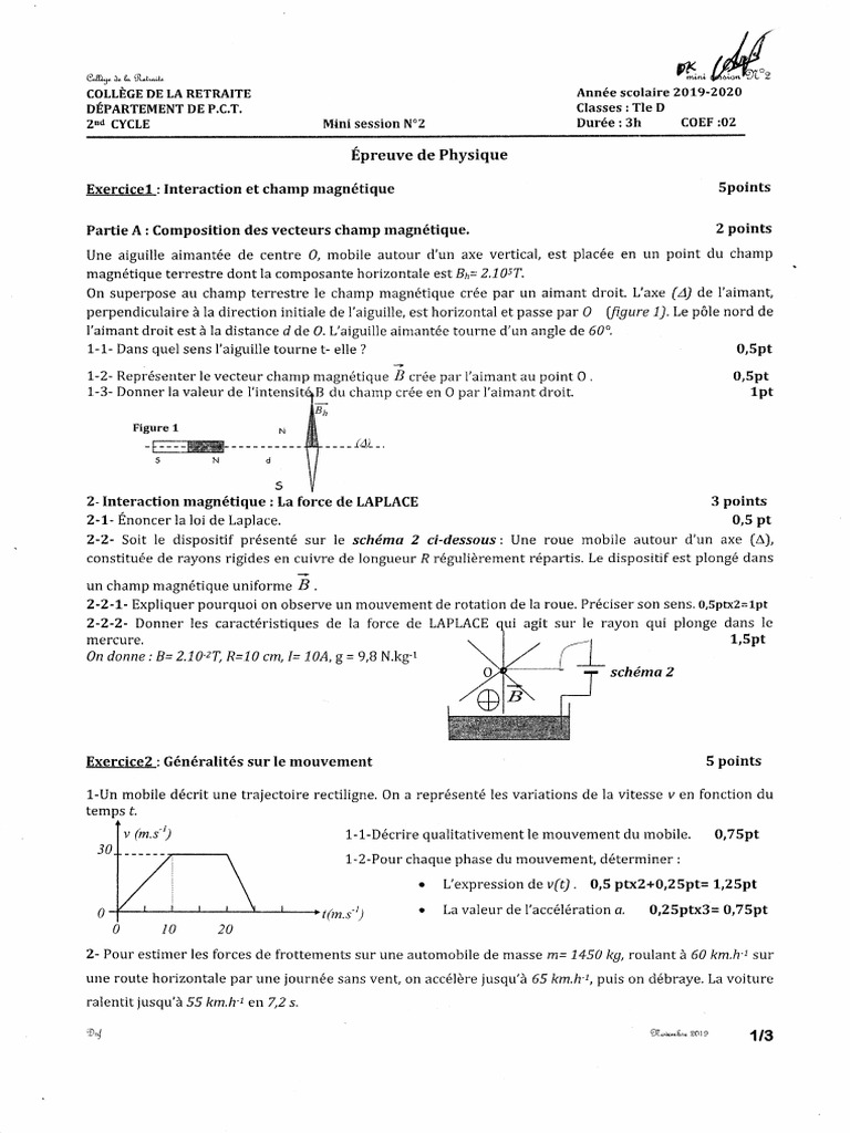 Physique TleD TI Eval2 | PDF